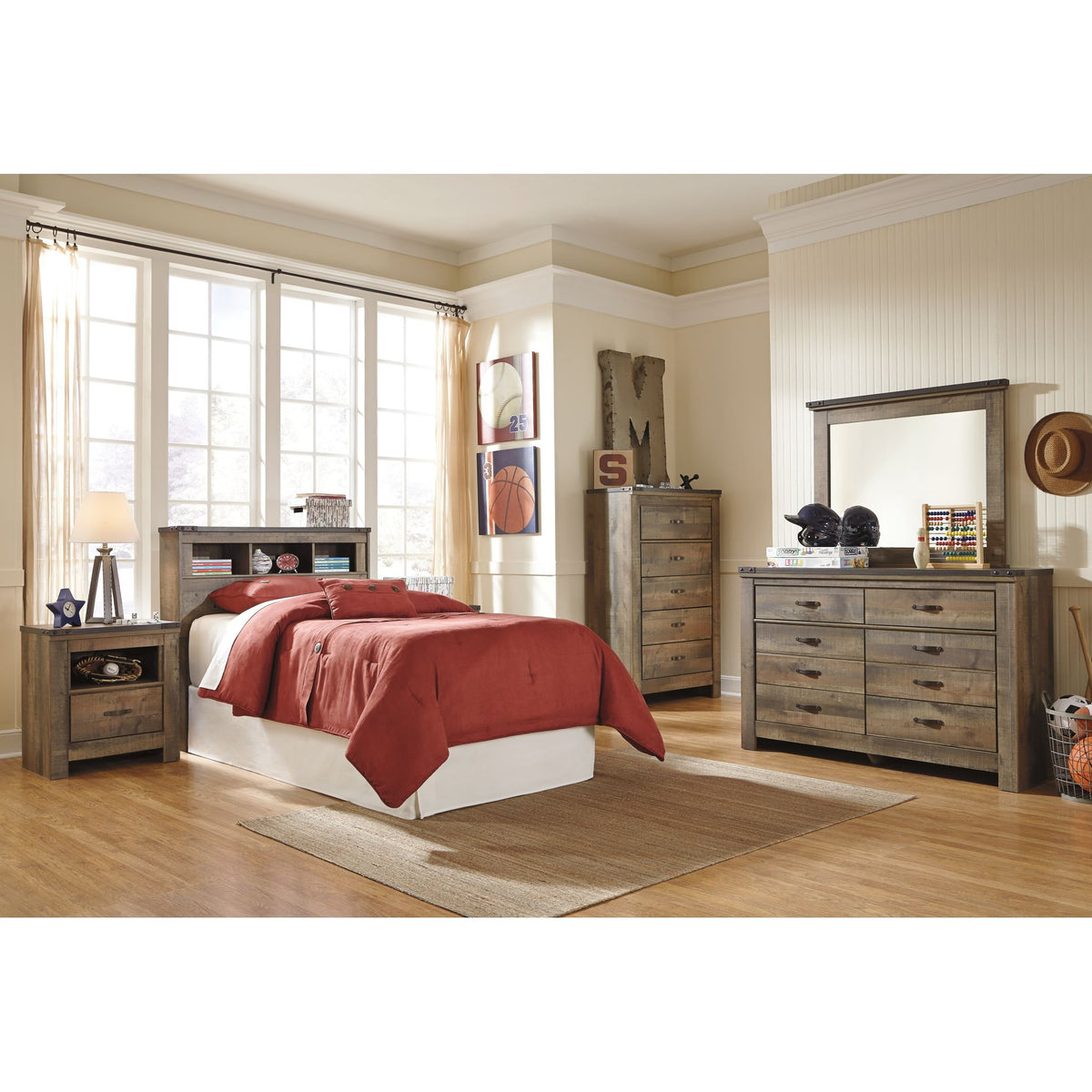 Trinell Twin Bookcase Headboard - Rustic | Circle M Furniture Ltd.